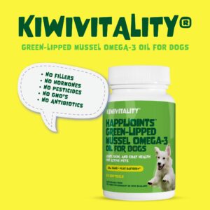 KiwiVitality HappiJoints Green-Lipped Mussel Omega-3 Oil for Dogs (60 Softgels)