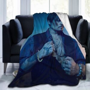 Johnny Depp Super Soft and Comfortable Flannel Blanket Camping Blanket Beach Blanket Decoration Bedroom Living Room Suitable for Children/Adults Throw Blankets (50x40)