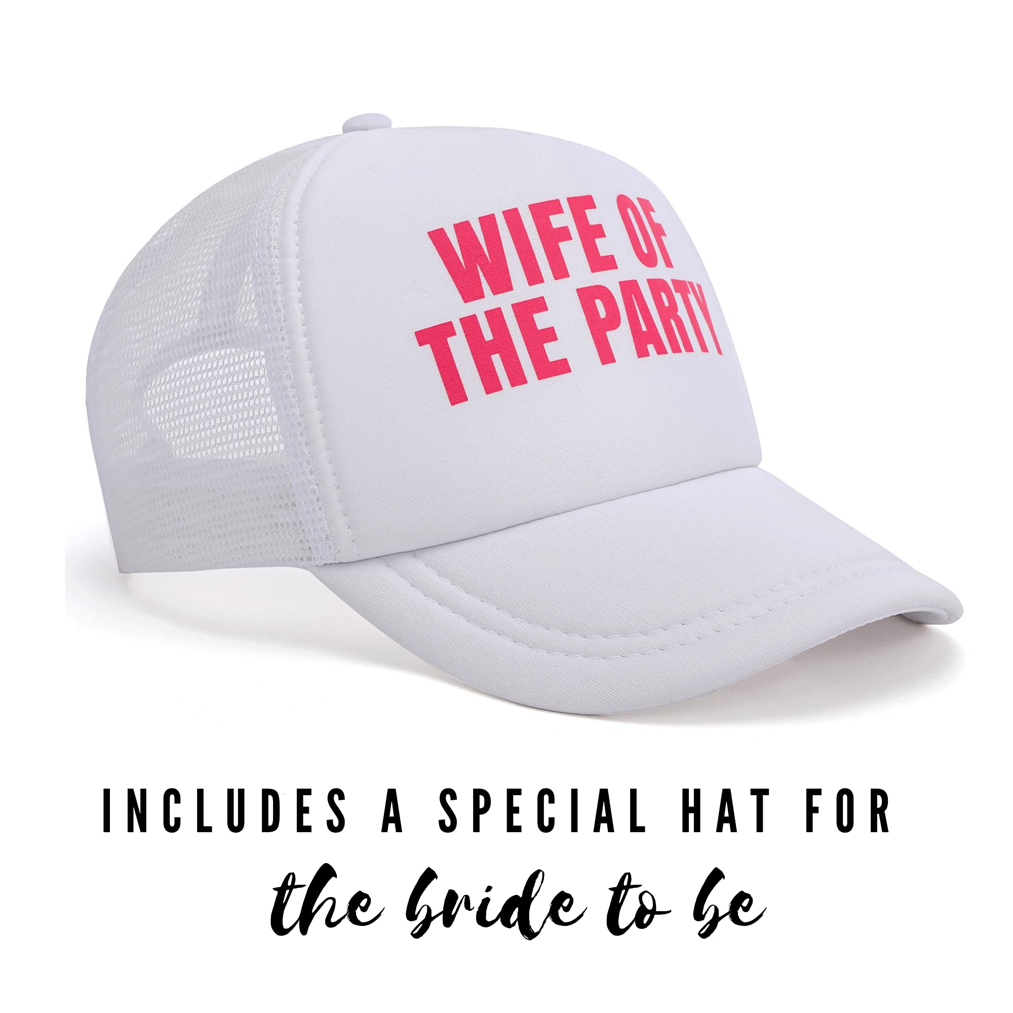 Pop Fizz Designs Bachelorette Party Favors - Bride Hat and 11 Bride Tribe Hats (12 Pack Neon Trucker Hats)