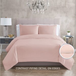 Christian Siriano NY - 300 TC Twin 2 Piece Duvet and Pillowcase Set - Cotton Sateen Collection - Blush