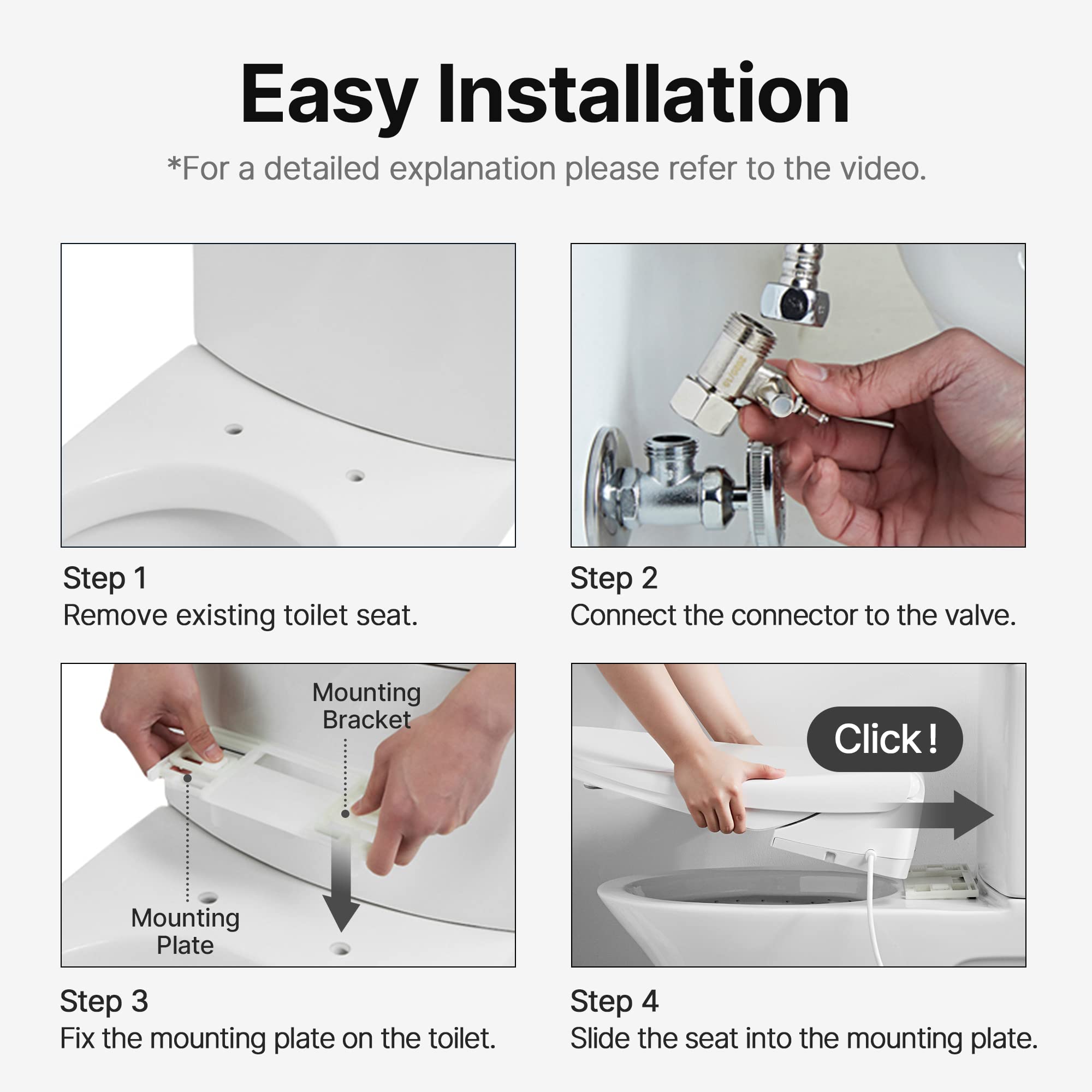 SK magic BID-S24D Electric Bidet Toilet Seat Elongated| Adjustable Warm Water, Warm Air Dryer| LED Lights| 360° Self-Cleaning Nozzle| Easy Installation| Heated Toilet Seat