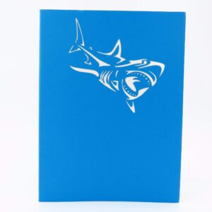 POP CARD EXPRESS White Shark Pop Up Card, 3D Popup Greeting Card - Ocean Birthday Pop Up Card, Congratulations, Thank you, Get Well for Friend, for son, for husband, for children