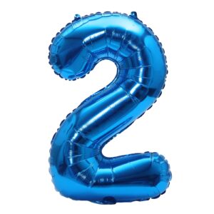 ypselected 32 inch large foil helium number balloon birthday wedding party 0-9 (blue, 2)