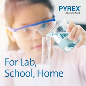 PYREX Griffin Borosilicate Glass Beaker- Low Form Graduated Measuring Beaker with Spout– Premium Scientific Glassware for Laboratories, Classrooms or Home Use - PYREX Chemistry Glassware, 600mL, 2/Pk