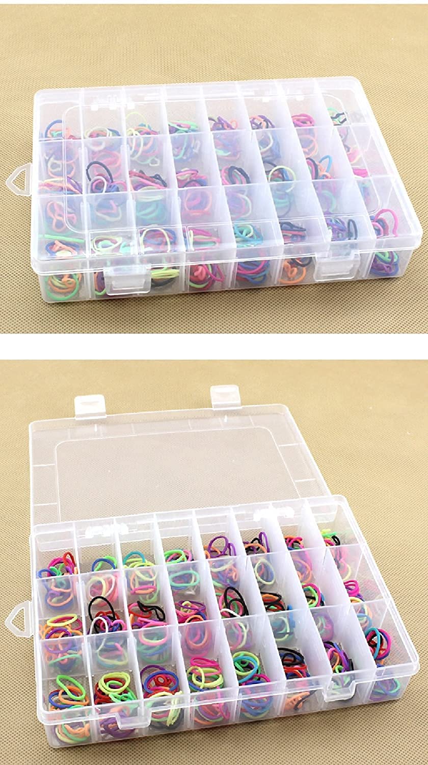 XINRONGMAOYI 24 Grids Beads Container, Jewelry Storage Box Gems Organizer Clear with Lids Adjustable Painting Diamond Storage Case for Plant Seeds