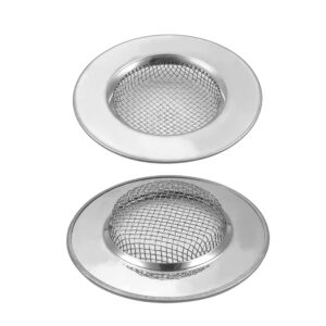 juvielich stainless steel sink strainer-2.56" diameter rim mesh strainer fine mesh perfect for kitchen sink/bathroom bathtub wash basin floor drain balcony drain hole hair catcher 2pcs