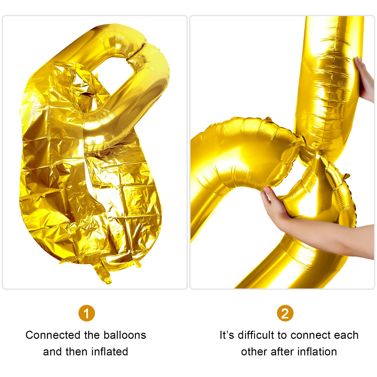 48 Pieces 16 Inches Foil Chain Balloons Jumbo Gold Chain Balloons for 80s 90s Party Decor Chain Link Balloons for Hip Hop Retro Theme Birthdays Weddings Graduations Party Supplies