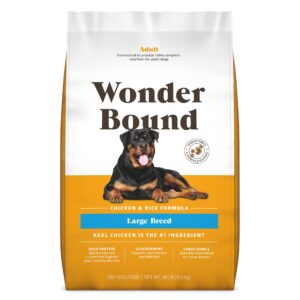 amazon brand - wonder bound large breed, adult dry dog food, chicken & rice, 30 pound (pack of 1)