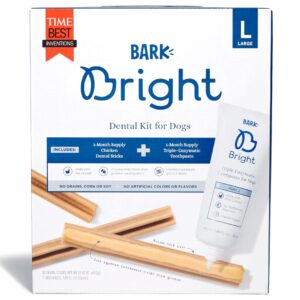 bark bark bright large dental kit for dogs, 26.29 oz,31 piece set