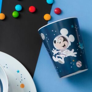 Zak Designs Disney Mickey Mouse Kids Dinnerware Set Includes Plate, Bowl, Tumbler and Utensil Tableware, Made of Non-BPA Durable Material and Perfect for Kids (5 Piece Set, Space, Non-BPA)