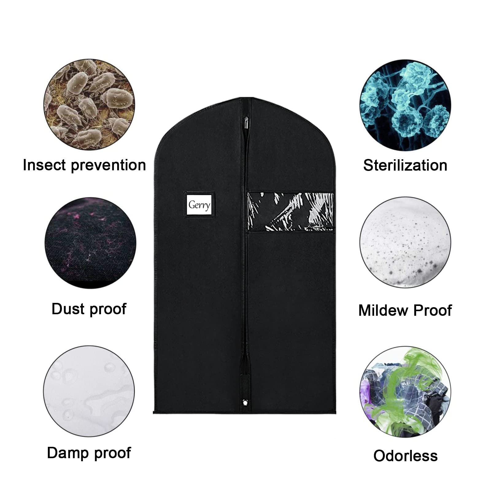 Univivi 10 Pack Suit Bags Garment Bag for Men Storage 40-inch Clothes Cover with Clear Window and ID Card Holder for Suit Jacket, Skirt, Shirt and Coat