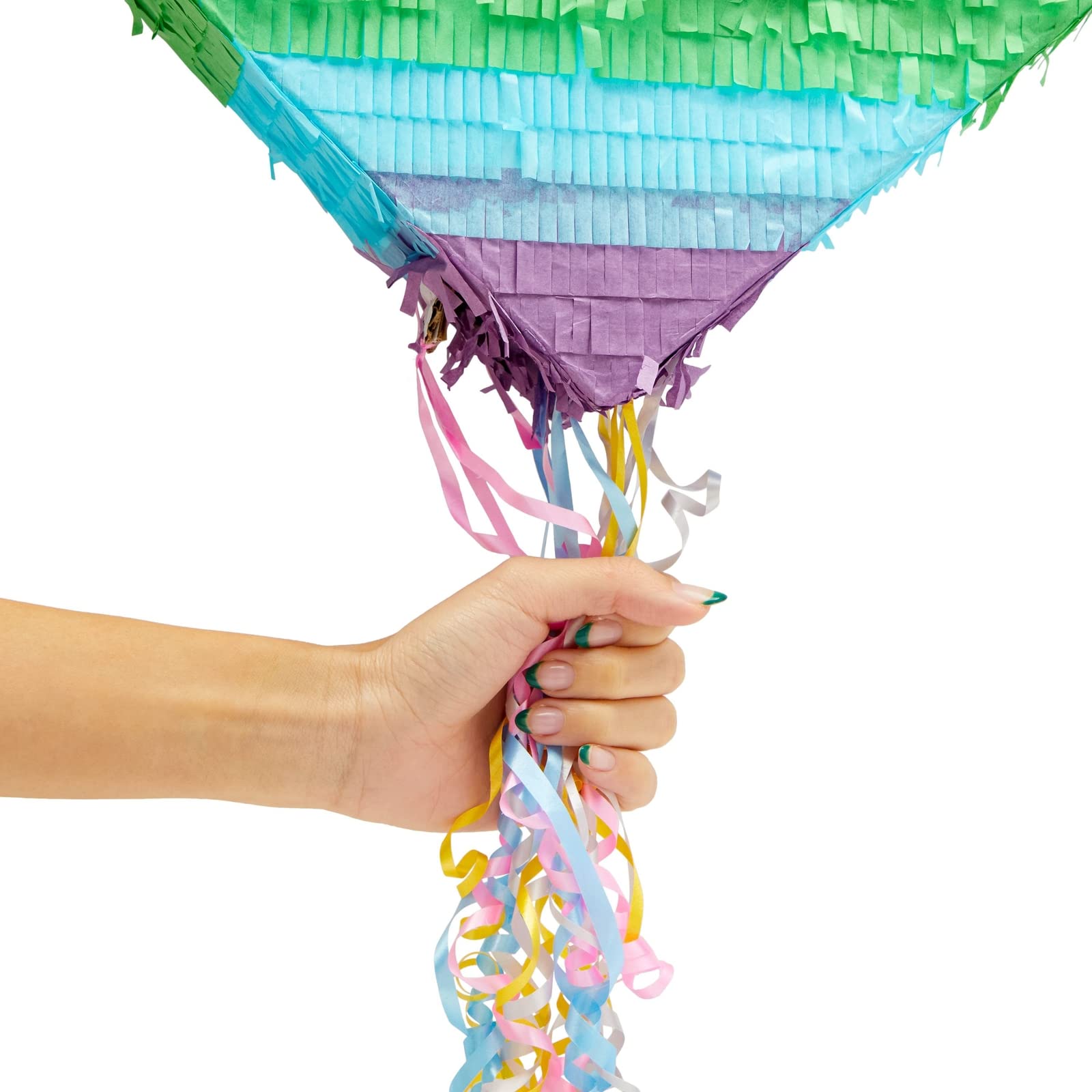 Sparkle and Bash Pull String Rainbow Heart Pinata for Pastel Birthday Party Decorations (Small, 15.7 x 13 x 3 In)