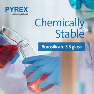 PYREX Griffin Borosilicate Glass Beaker- Low Form Graduated Measuring Beaker with Spout– Premium Scientific Glassware for Laboratories, Classrooms or Home Use - PYREX Chemistry Glassware, 600mL, 2/Pk