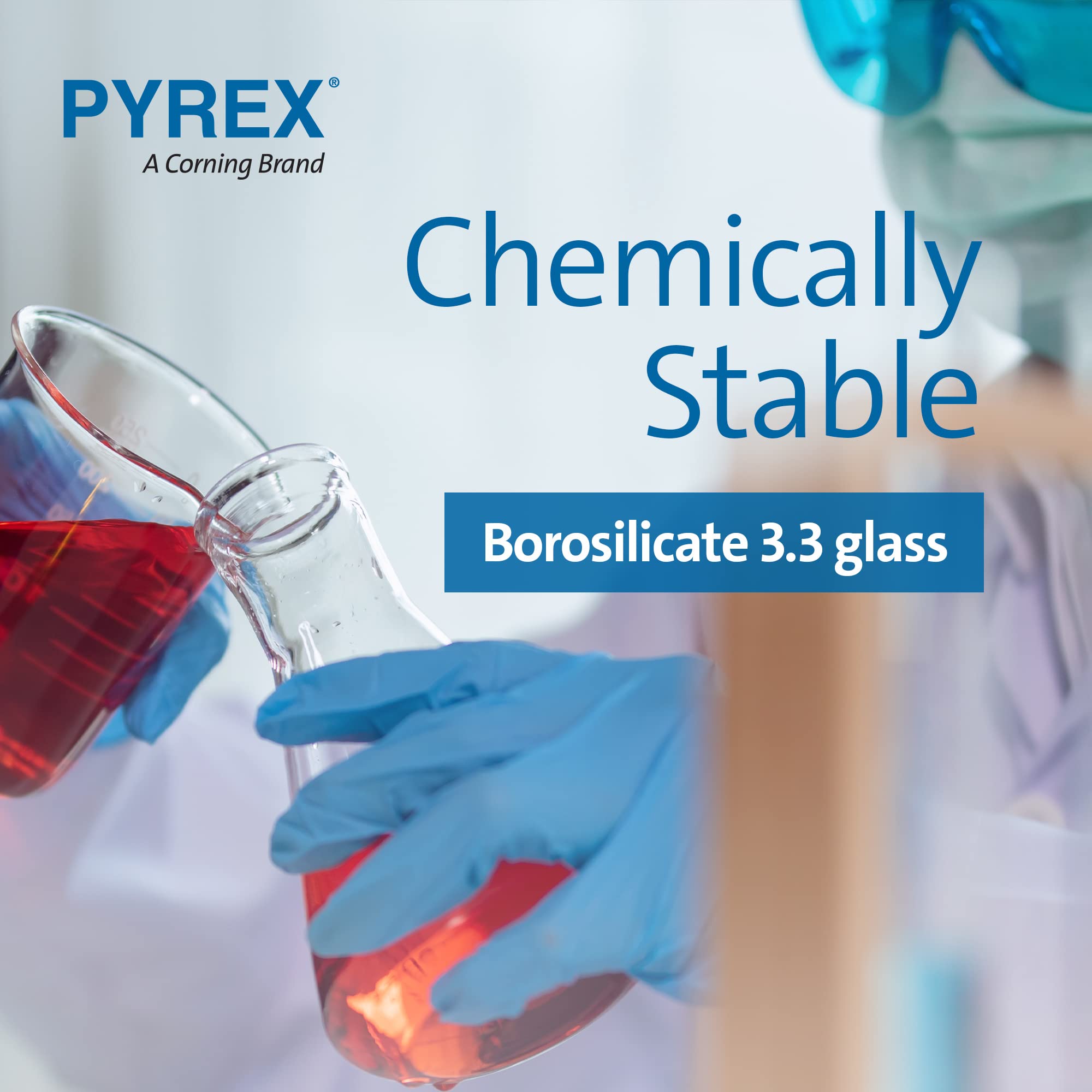 PYREX Griffin Borosilicate Glass Beaker- Low Form Graduated Measuring Beaker with Spout– Premium Scientific Glassware for Laboratories, Classrooms or Home Use - PYREX Chemistry Glassware, 600mL, 2/Pk