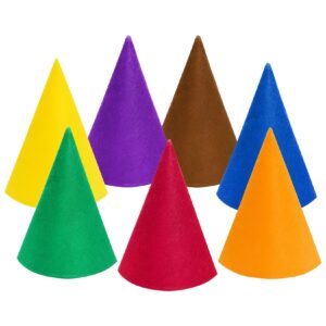 7 packs christmas gnome hats, felt cone dwarf hats for unisex adults teens elf hats for halloween party supplies, 7 colors