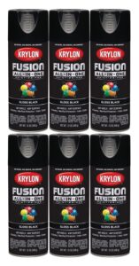 krylon 6‐pack of 12 oz k02702007 black fusion all‐in‐one paint & primer spray paint, gloss