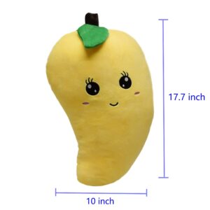 BABOLI Cuddly Mango Plush Toy Pillow Adorable Soft Fruit Stuffed Animal with Smile Face and Cute Expression Pretty Sweet Gifts for Kids Boys and Girls Present for Birthday or Party 17.7 Inches