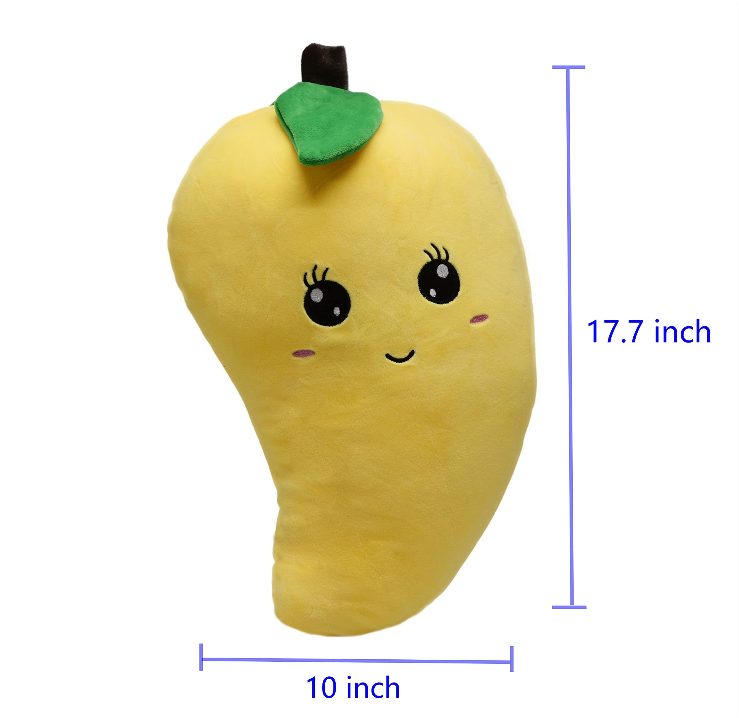 BABOLI Cuddly Mango Plush Toy Pillow Adorable Soft Fruit Stuffed Animal with Smile Face and Cute Expression Pretty Sweet Gifts for Kids Boys and Girls Present for Birthday or Party 17.7 Inches