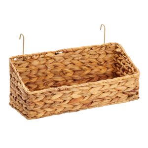 Farmlyn Creek 2 Pack Wall Mounted Hyacinth Storage Baskets with Hooks for Laundry Room, Nursery (15 x 6 x 6 Inches)