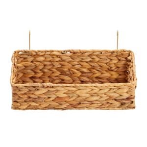 Farmlyn Creek 2 Pack Wall Mounted Hyacinth Storage Baskets with Hooks for Laundry Room, Nursery (15 x 6 x 6 Inches)