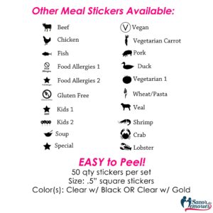 Lobster Food Choice Stickers for Place Cards- Meal Stickers (Clear with Gold Icon) by Savor The Memories