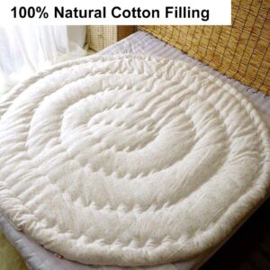 Wgreat Round Mattress Topper,Thick Cotton Pillow Cover Fluffy Down,Quilted Comfort Mattress Pad Soft Healthy Kids Floor Mat 100% Cotton Fill,White 2.5kg,D210cm(83inch)