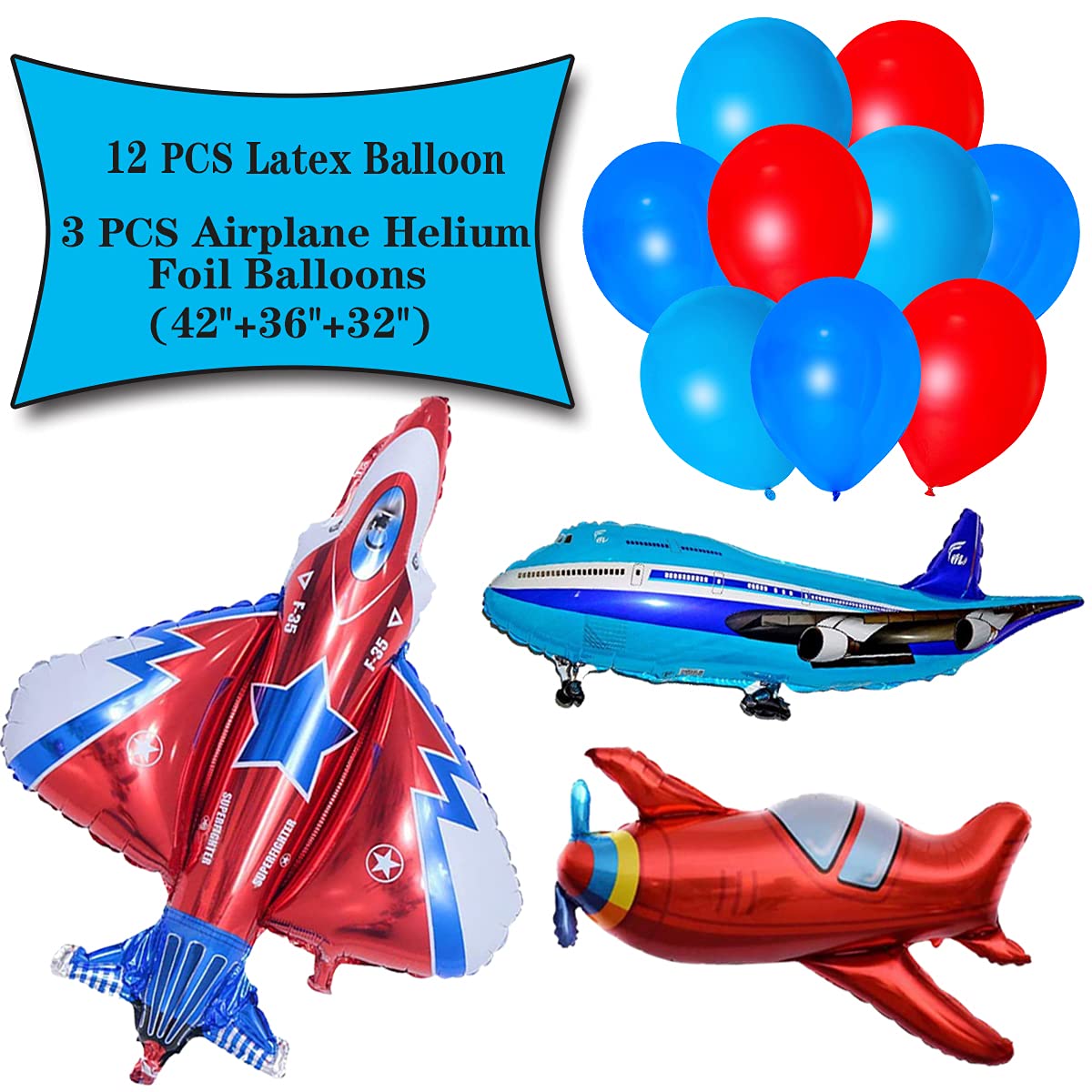 Airplane party decorations, Airplane birthday party supplies,Happy Birthday Banner Airplane Aircraft Garland Foil Latex Balloons Cake Cupcake Toppers for Kids Plane Theme Party Baby Shower Supplies