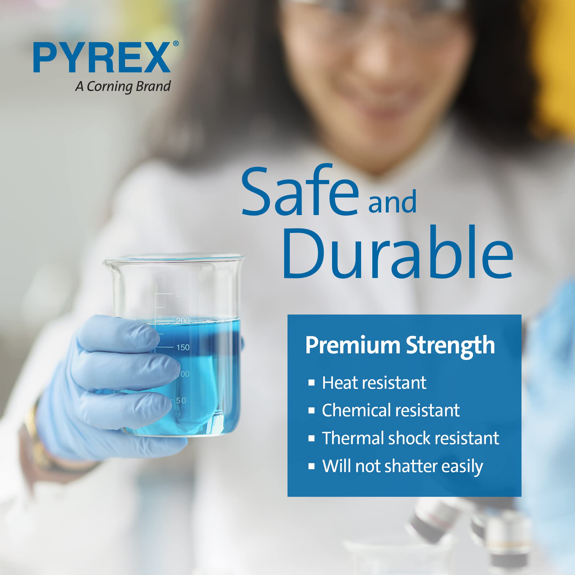 PYREX Griffin Borosilicate Glass Beaker- Low Form Graduated Measuring Beaker with Spout– Premium Scientific Glassware for Laboratories, Classrooms or Home Use - PYREX Chemistry Glassware, 600mL, 2/Pk