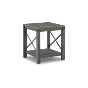 signature design by ashley freedan rustic farmhouse end table, gray