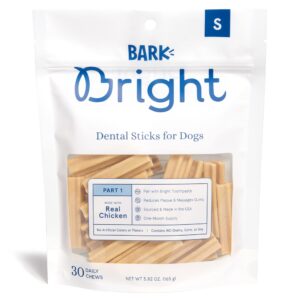 bark bright dental sticks for small dogs chews, 5.82 oz., count of 30