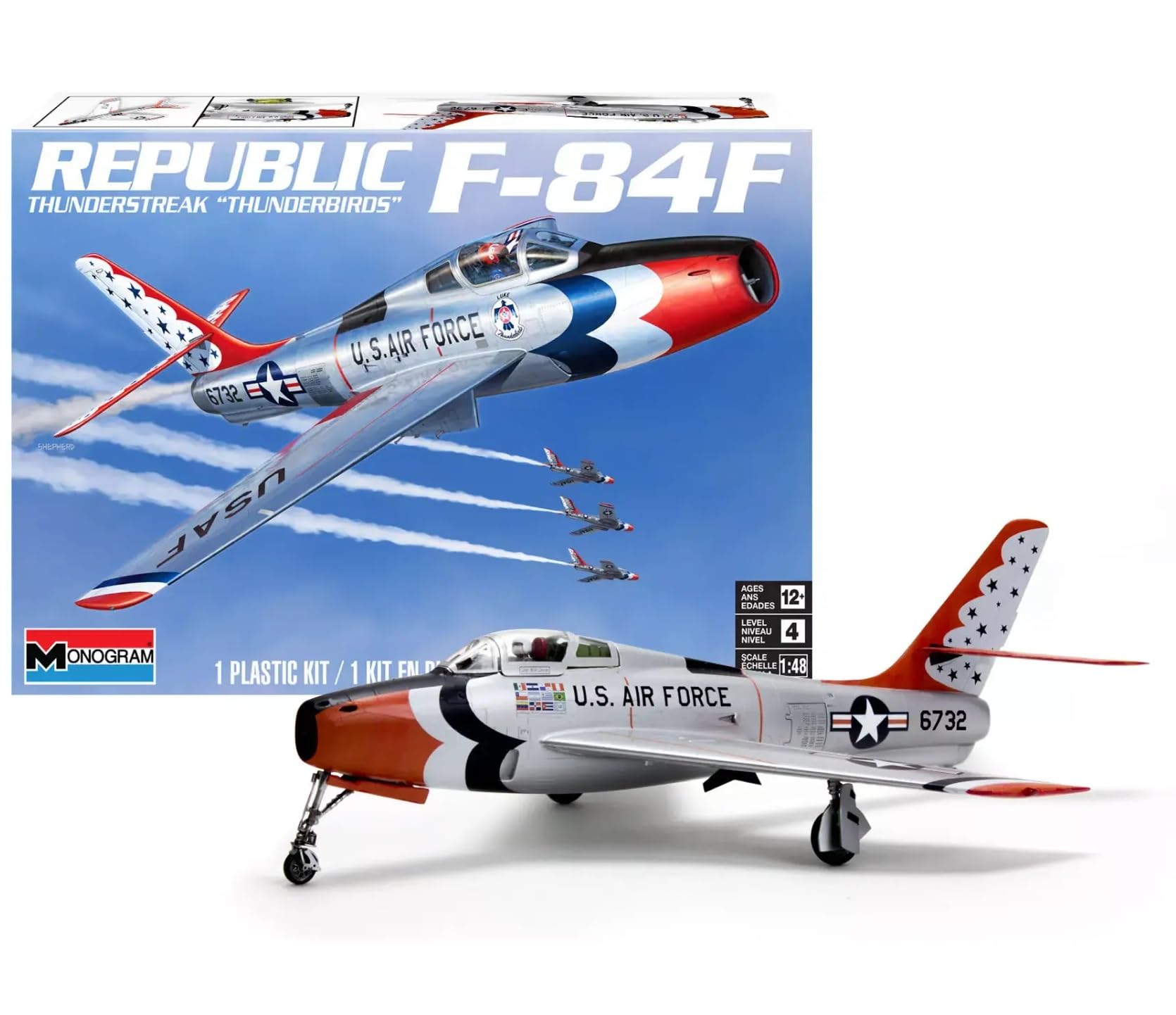 Revell 85-5996 Republic F-84F Thunderstreak Thunderbirds 1:48 Scale 75-Piece Skill Level 4 Model Airplane Building Kit