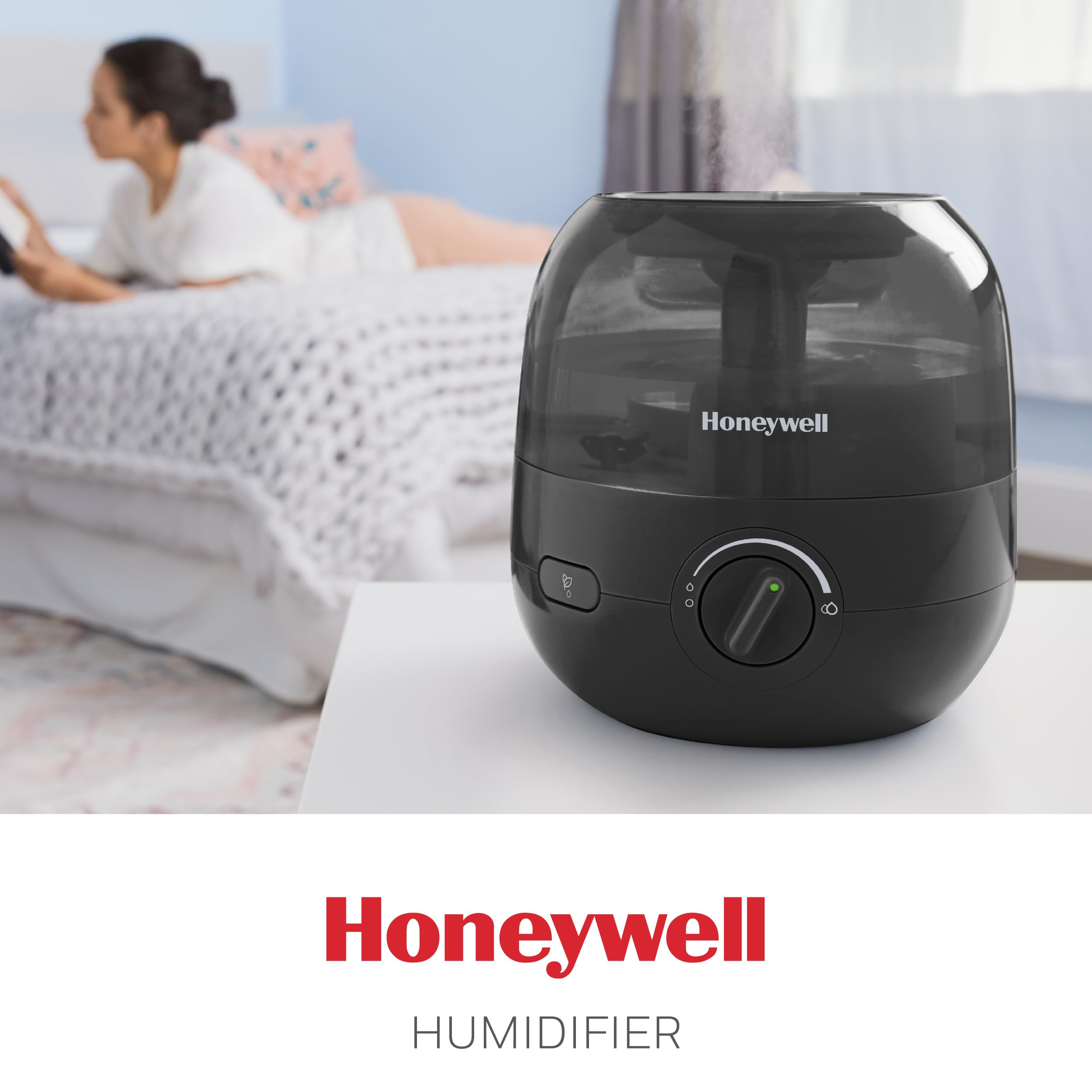 Honeywell Mini Cool Mist humidifier, Easy to Fill and Clean, humidifier for small Bedroom, Kids Rooms, or office. Ultra Quiet Operation and Auto Shut-Off - Black, HUL525B