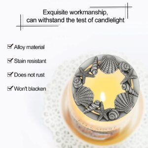 GORGECRAFT Candle Toppers Scented Candle Cover Jar Lids Shades Sleeves Gifts Shell Starfish Pattern Candle Accessories for Women - Help Candle Melt Evenly, Silver