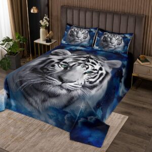 tiger bedspread nebula galaxy coverlet set african safari animals quilted for kids boys black white tiger shiny clouds cosmos bedspread quilt set with 2 pillow cases queen size bedroom decor