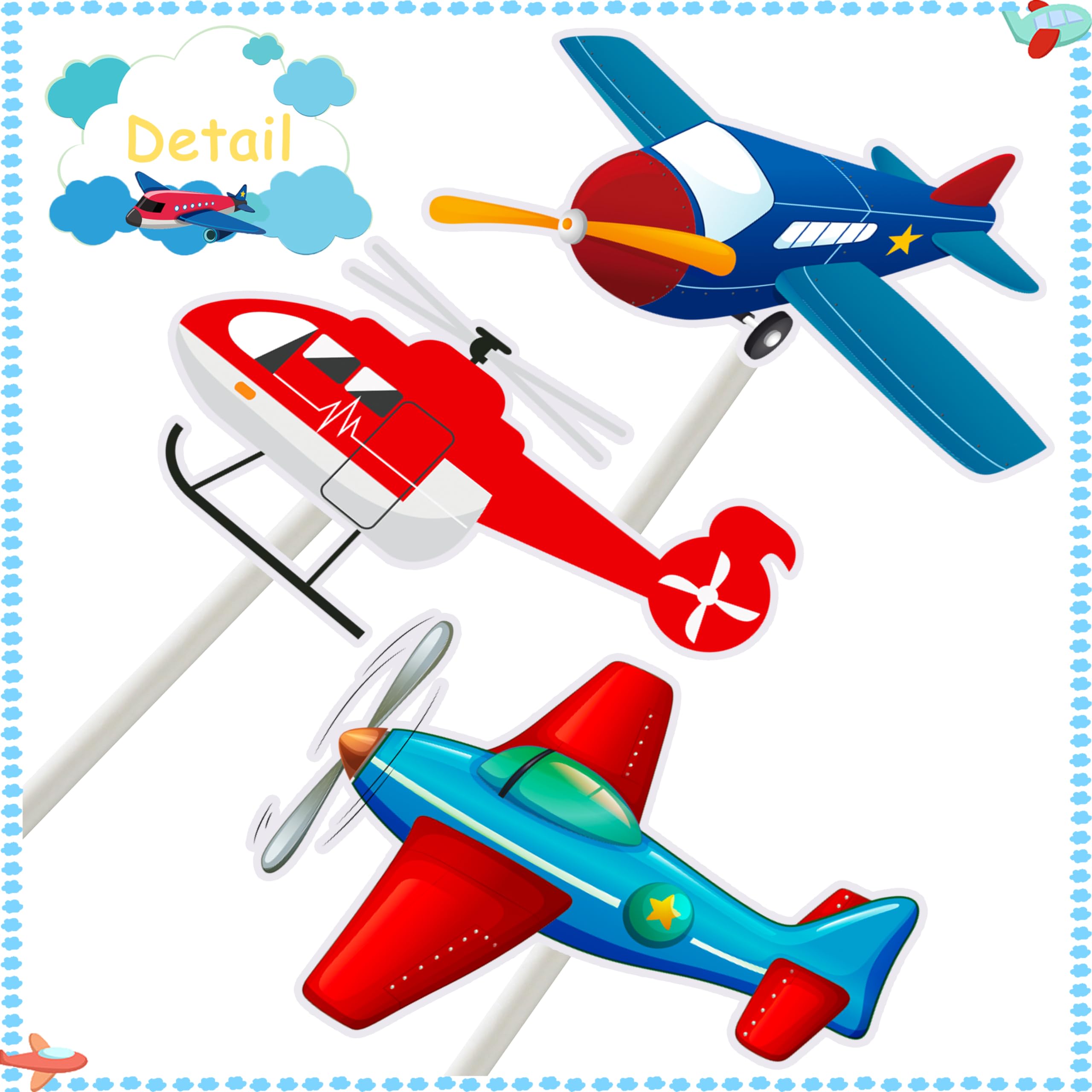 Airplane Cupcake Topper Plane Birthday Party Supplies, Airplane Aircraft Cupcake Toppers for Kids Plane Theme Party Baby SHower Favor Supplies SET of 24