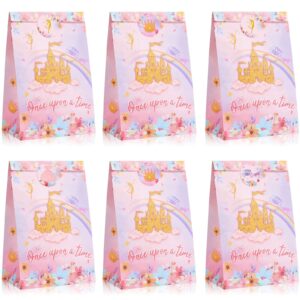 outus 16 pcs princess party favor bags princess goodie candy bags decorations pink castle treat bags with 16 princess stickers for birthday baby shower party supplies