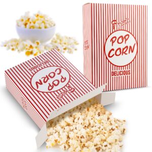 mt products popcorn boxes for party or movie night - 1.25 oz. (pack of 50) - #3 popcorn buckets with close top