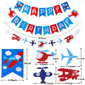 Airplane party decorations, Airplane birthday party supplies,Happy Birthday Banner Airplane Aircraft Garland Foil Latex Balloons Cake Cupcake Toppers for Kids Plane Theme Party Baby Shower Supplies