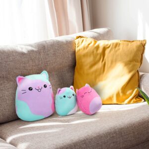 BenBen Cat Plush Toy, 12" and 7'' Plushies, Set of 3, Squishy Kitty Stuffed Animal Toy Hugging Pillow, Soft Cushion Plush Pillow, Chirstmas Gift for Kids, Easter Basket Stuffers