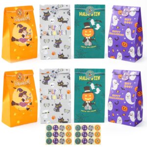 starrky halloween paper candy bags, 24pcs halloween goodie bags bulk paper gift bags halloween treat bags with stickers for kids party favor