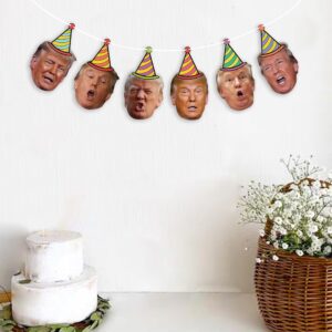 Donald Trump Face Birthday Garland, Funny Trump Portrait Bday Party Decor, Birthday Party Banner for Trump Fan