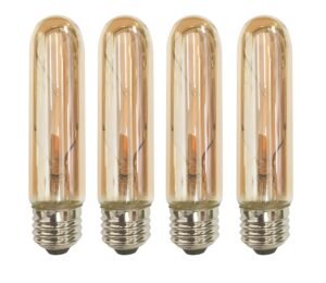 ctkcom t10 e26 amber led light bulb,smooth dimmable t10 tubular edison light bulbs,2 watt 120v 2200k warm white 140 lumens vintage edison light bulbs 25 watt equivalent,4 pack