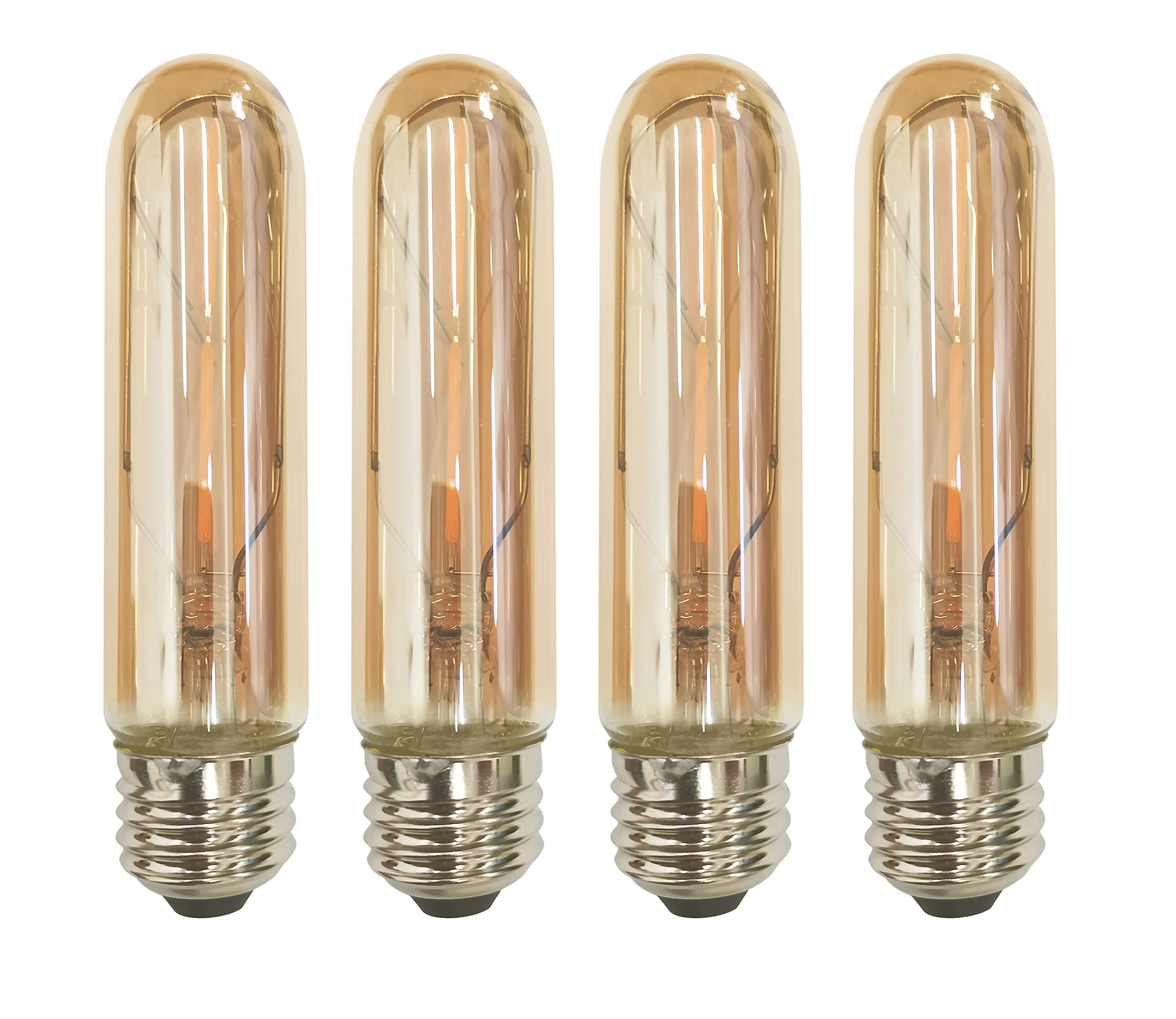 CTKcom T10 E26 Amber LED Light Bulb,Smooth Dimmable T10 Tubular Edison Light Bulbs,2 Watt 120V 2200K Warm White 140 lumens Vintage Edison Light Bulbs 25 Watt Equivalent,4 Pack