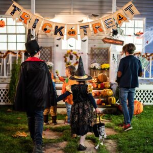 Halloween Banner for Mantle - Happy Halloween Garland Banner Burlap Trick or Treat Banner Hanging Decor for Fireplace Home Halloween Party Decorations