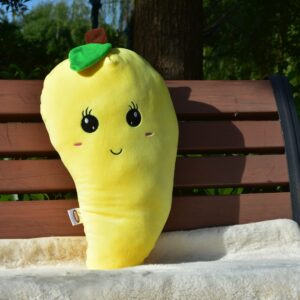 BABOLI Cuddly Mango Plush Toy Pillow Adorable Soft Fruit Stuffed Animal with Smile Face and Cute Expression Pretty Sweet Gifts for Kids Boys and Girls Present for Birthday or Party 17.7 Inches