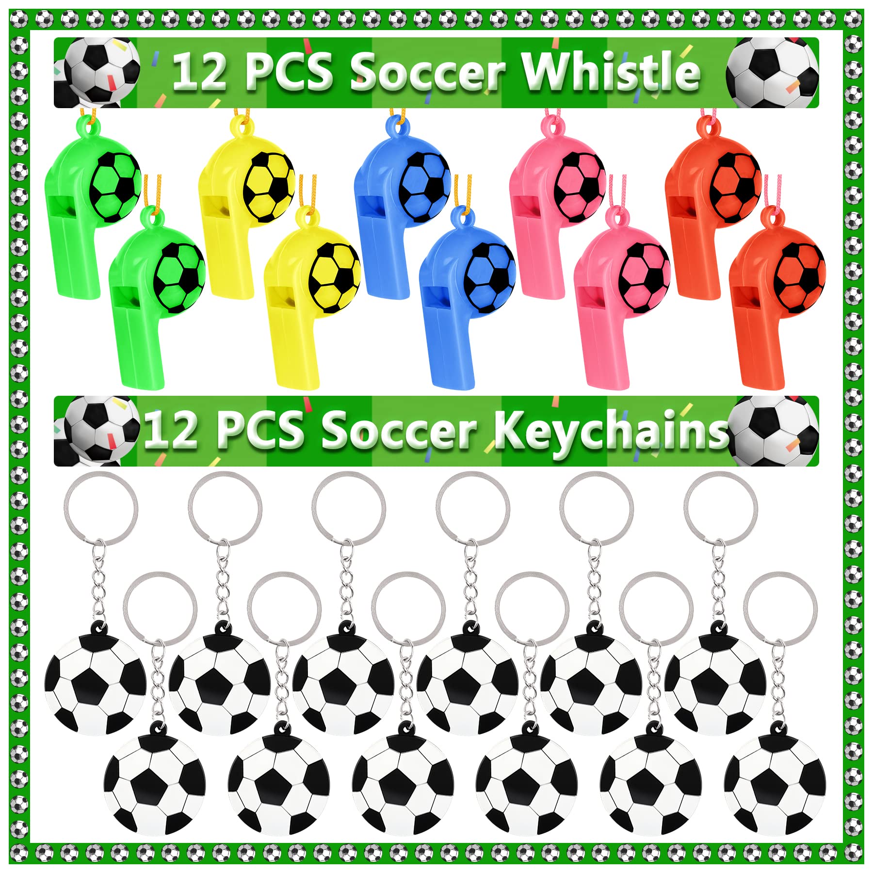 Soccer Party Favors Set 80 PCS Soccer Toys Whistle Fidget Spinner Silicone Bracelet Tattoo Stickers Eraser Keychains for Soccer Theme Birthday Party Goodie Bags Fillers Sports Party Supplies