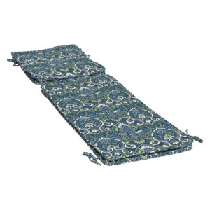 arden selections profoam essentials performance outdoor chaise lounge cushion 46 x 21, sapphire aurora blue damask