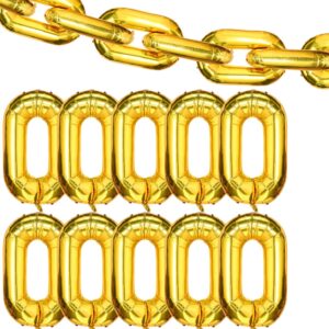 48 pieces 16 inches foil chain balloons jumbo gold chain balloons for 80s 90s party decor chain link balloons for hip hop retro theme birthdays weddings graduations party supplies