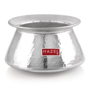 HAZEL Aluminium Hammered Finish Handi with Lid Biryani Rice Cooking Pot Degri Tope Patila, 23 cm, 5 Litre (7200 ML)