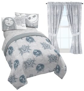 jay franco disney nightmare before christmas meant to be 6 piece bedroom set- includes twin bed set & window drapes/curtains - super soft fade resistant microfiber bedding (official disney product)